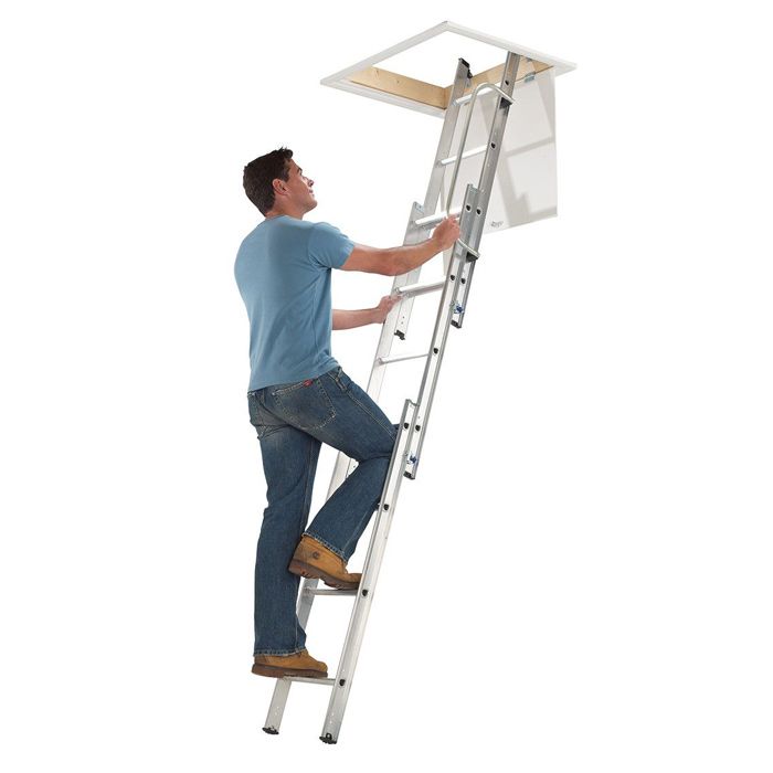 Werner 76003 Loft Ladder 3 Section with Handrail - Ladders4Sale