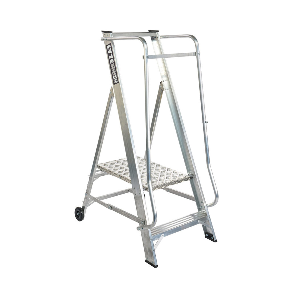 Lyte Platform Ladder with Handrails and Wide Steps