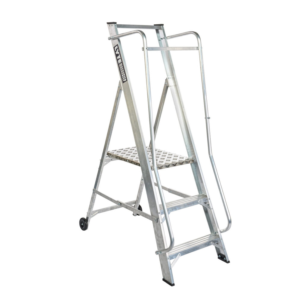Lyte Platform Ladder with Handrails and Wide Steps