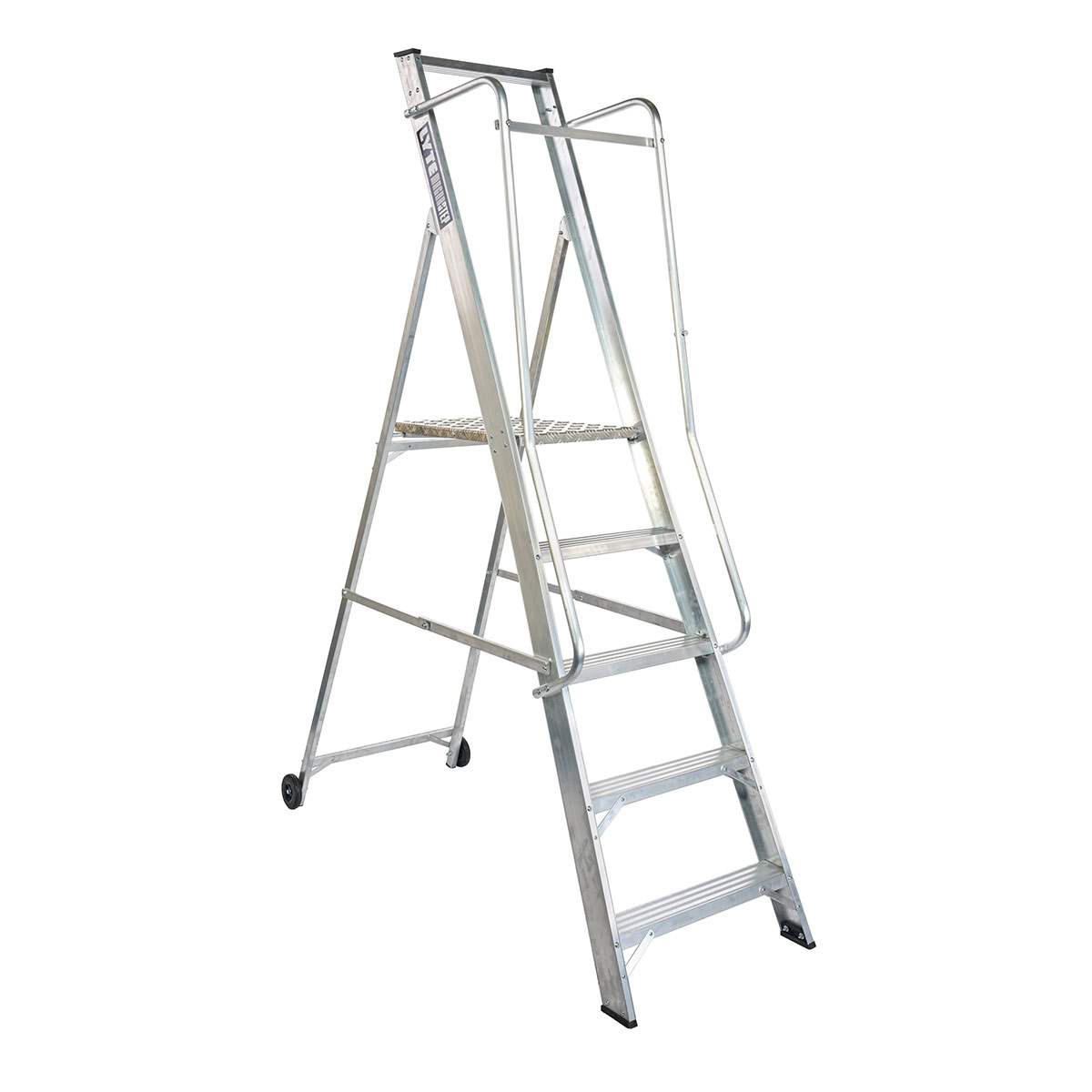 Lyte Platform Ladder with Handrails and Wide Steps