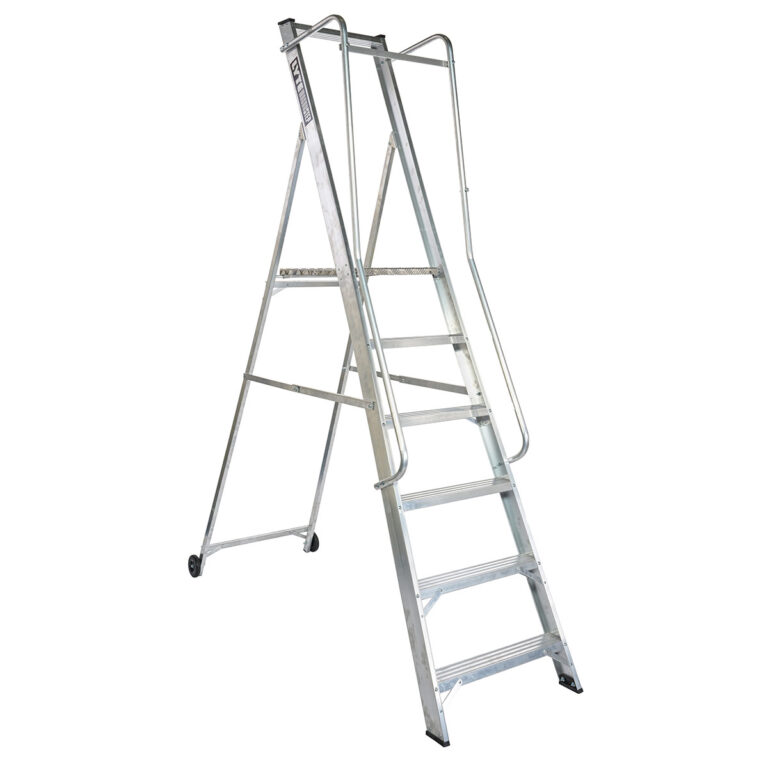 Lyte Platform Ladder with Handrails and Wide Steps