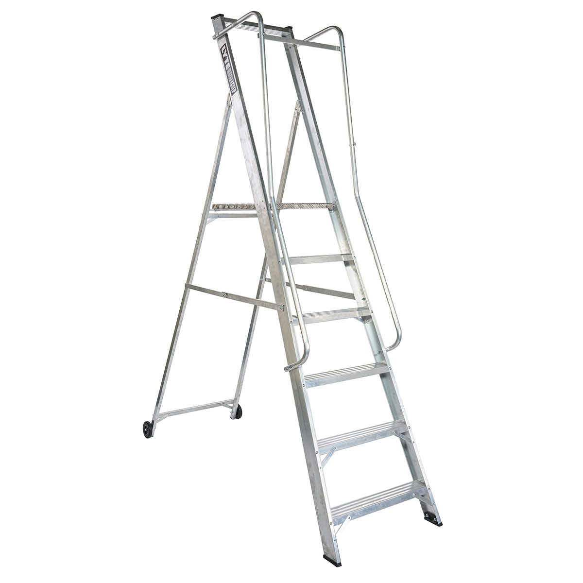 Lyte Platform Ladder with Handrails and Wide Steps