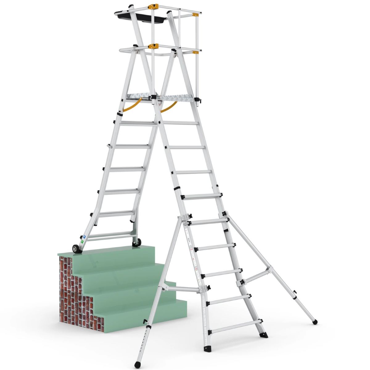 Climb It Folding Telescopic Ladder Large Platform Steps - Ladders4Sale