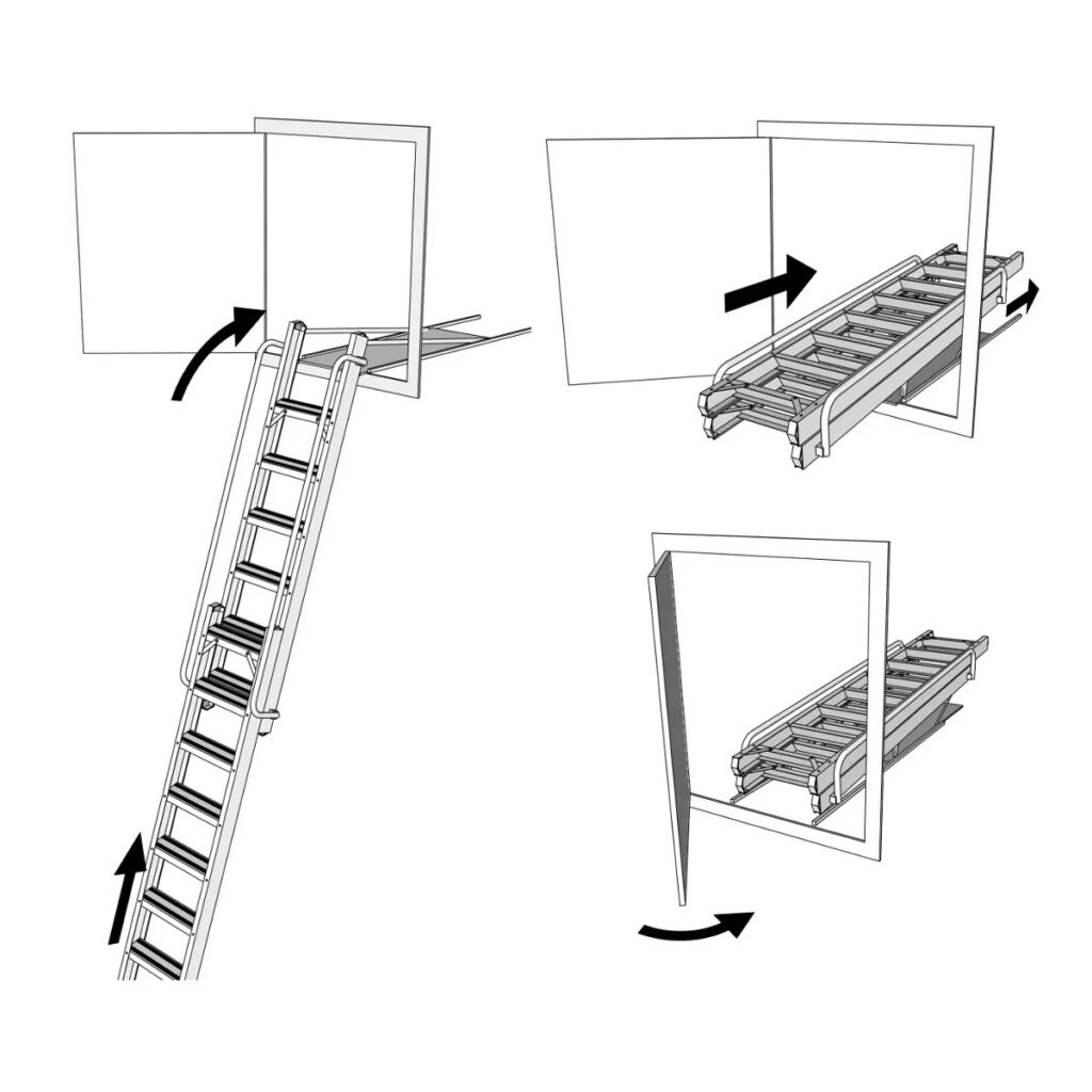Loft Centre Aluminium Sliding Vertical Carriage Ladder - Ladders4Sale