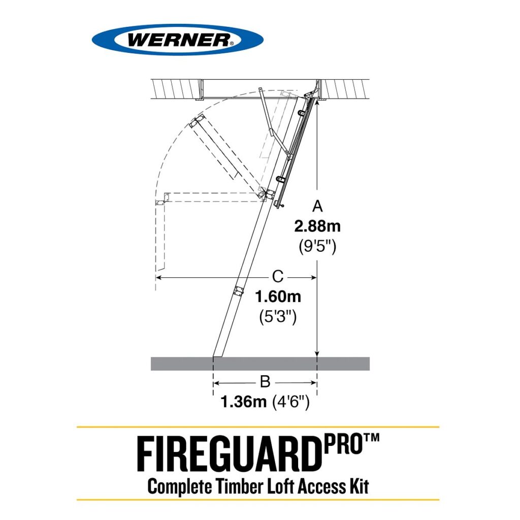 Werner Fire Guard Pro Complete Timber Loft Ladder Access Kit - Ladders4Sale