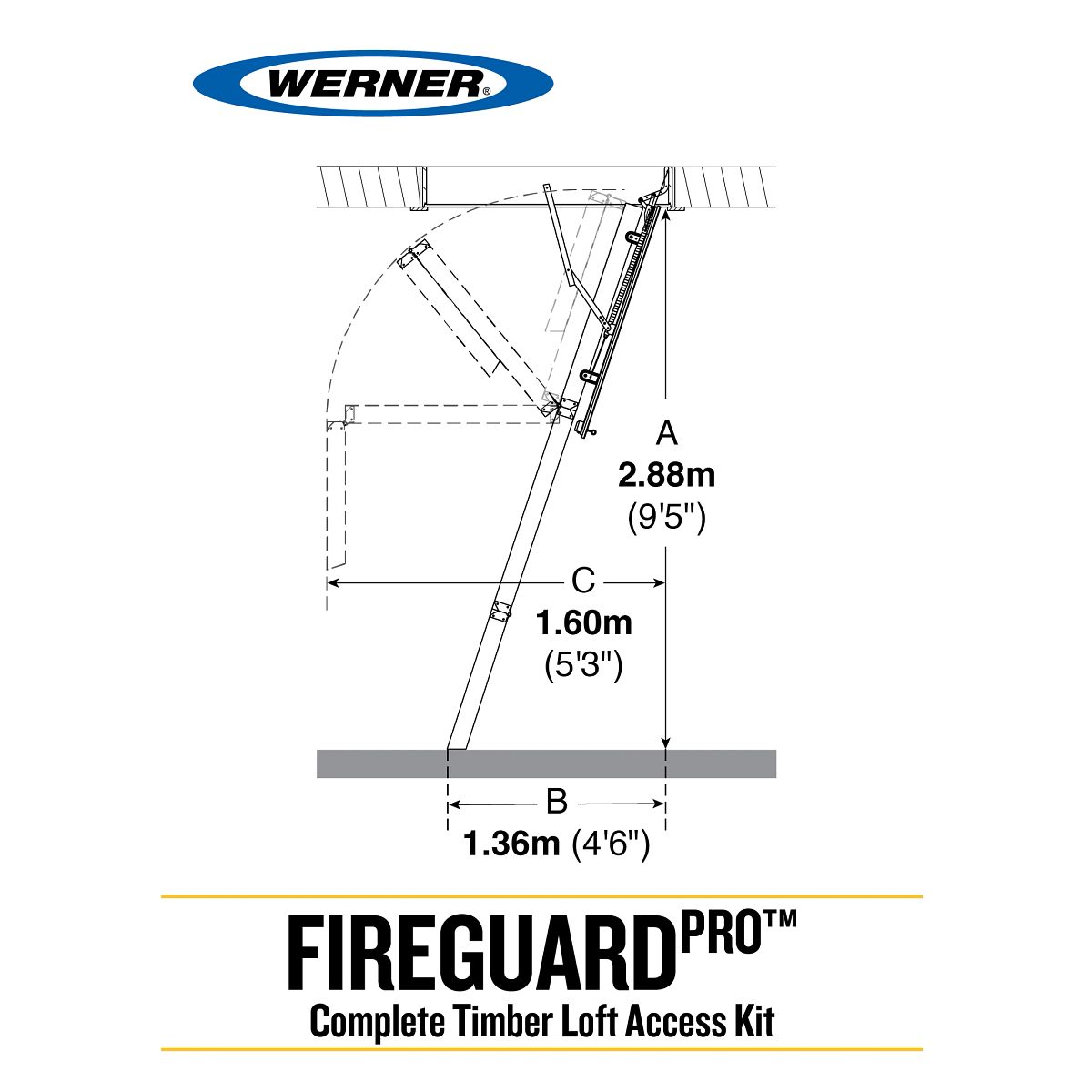 Werner Fire Guard Pro Complete Timber Loft Ladder Access Kit - Ladders4Sale Werner Fire Guard Pro Complete Timber Loft Ladder Access Kit - Ladders4Sale